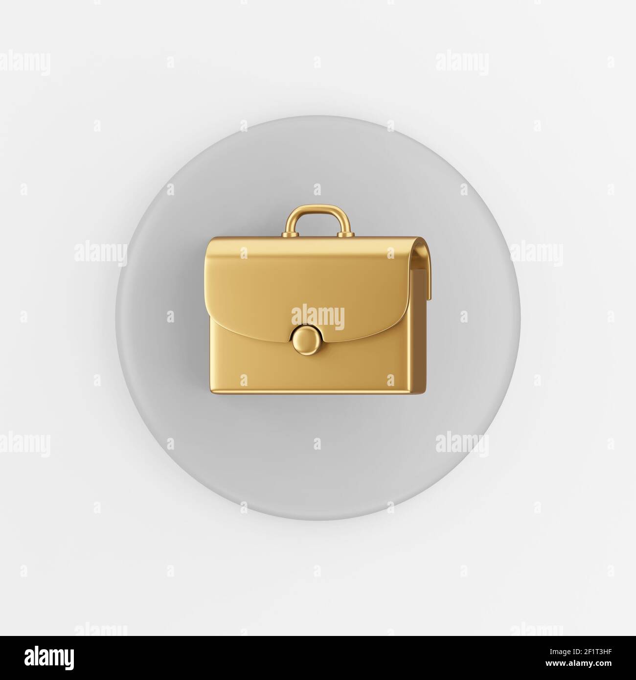 Golden briefcase icon. 3d rendering gray round key button, interface ui ux element Stock Photo ...