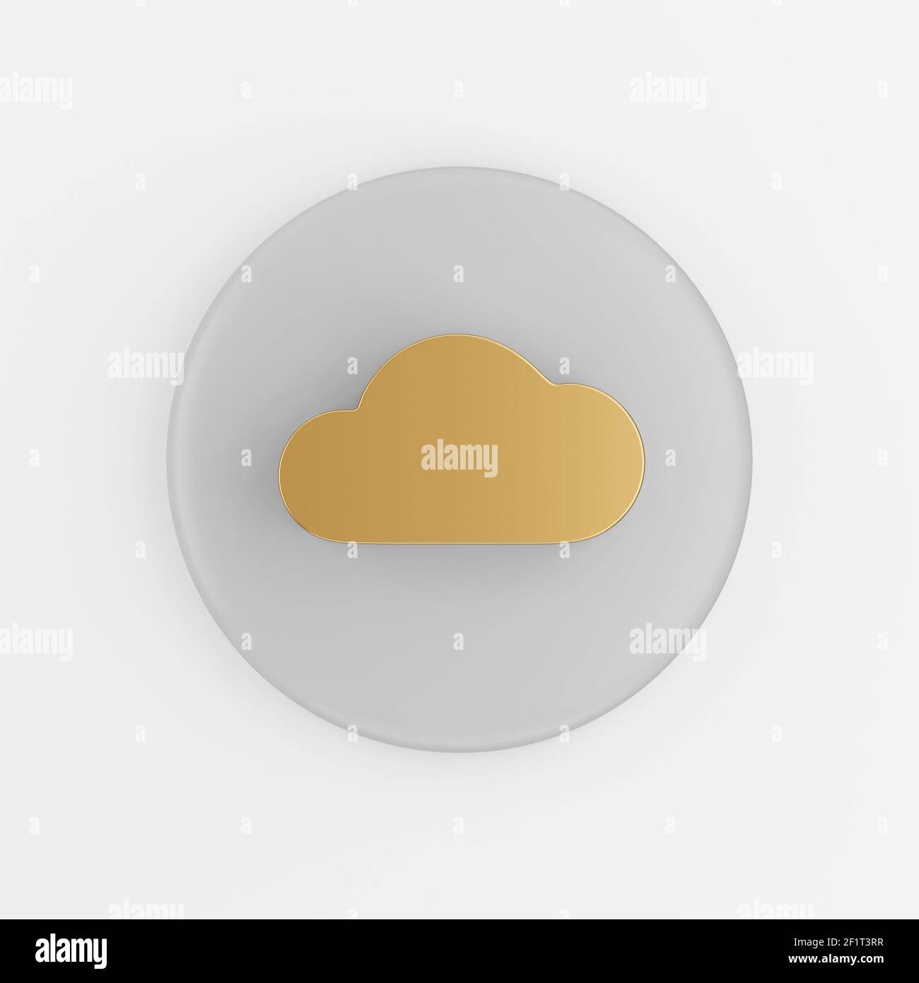 Gold flat cloud icon. 3d rendering gray round key button, interface ui ux element Stock Photo ...