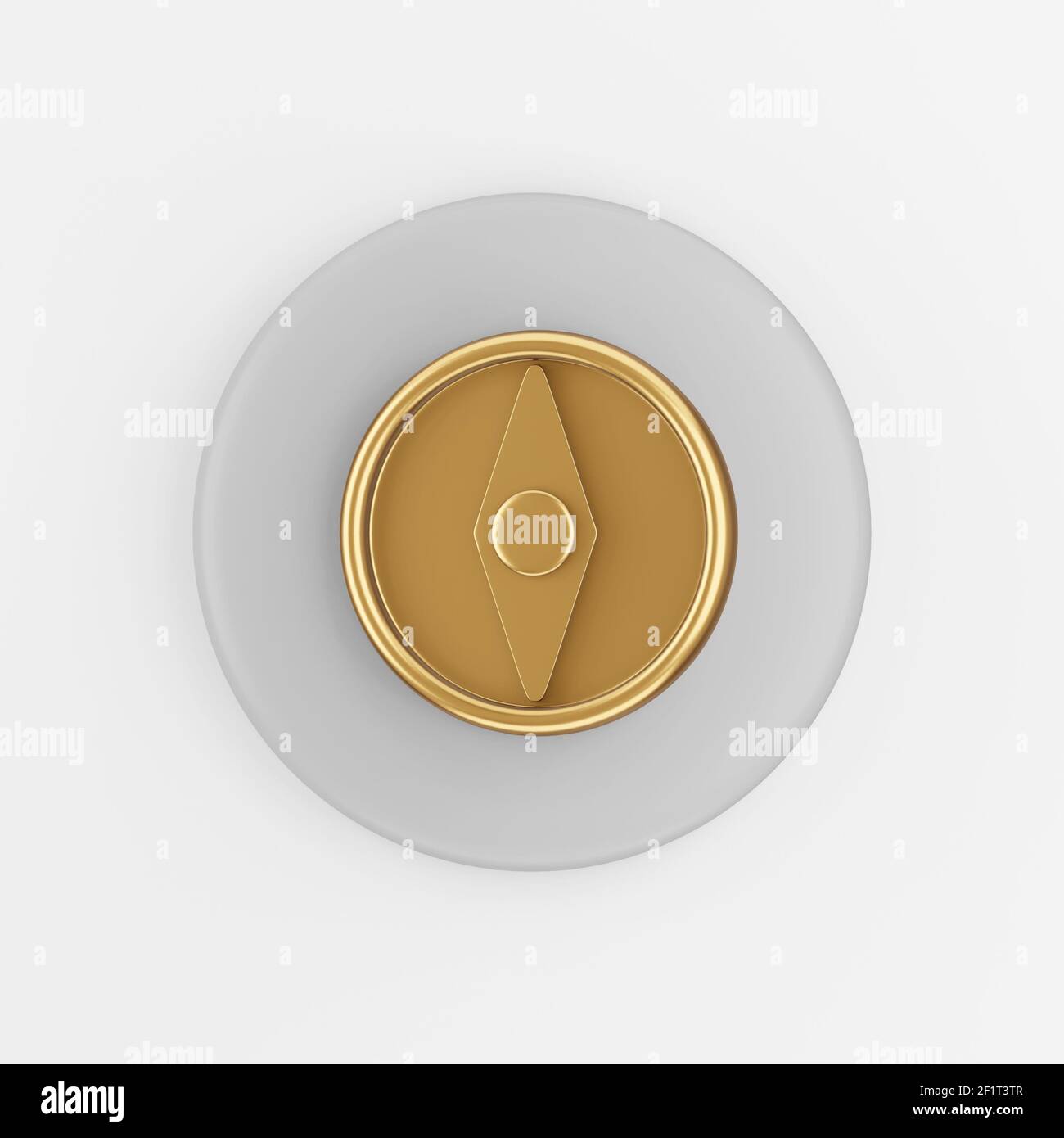 Golden compass icon. 3d rendering gray round key button, interface ui ux element Stock Photo - Alamy