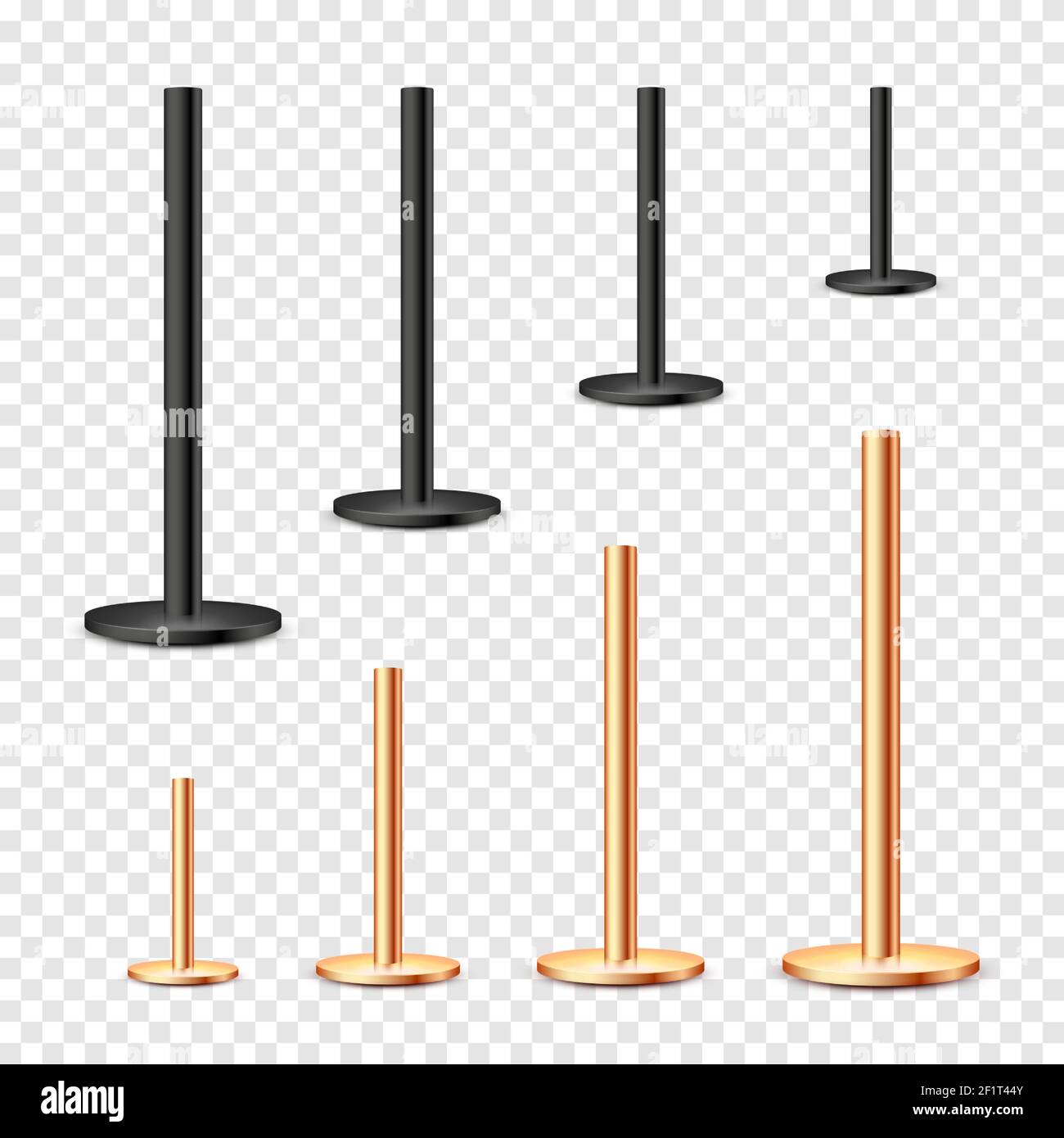 Realistic metal poles collection isolated on transparent background ...