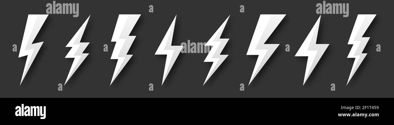 Lightning bolt icons collection. Flash symbol, thunderbolt. Simple ...