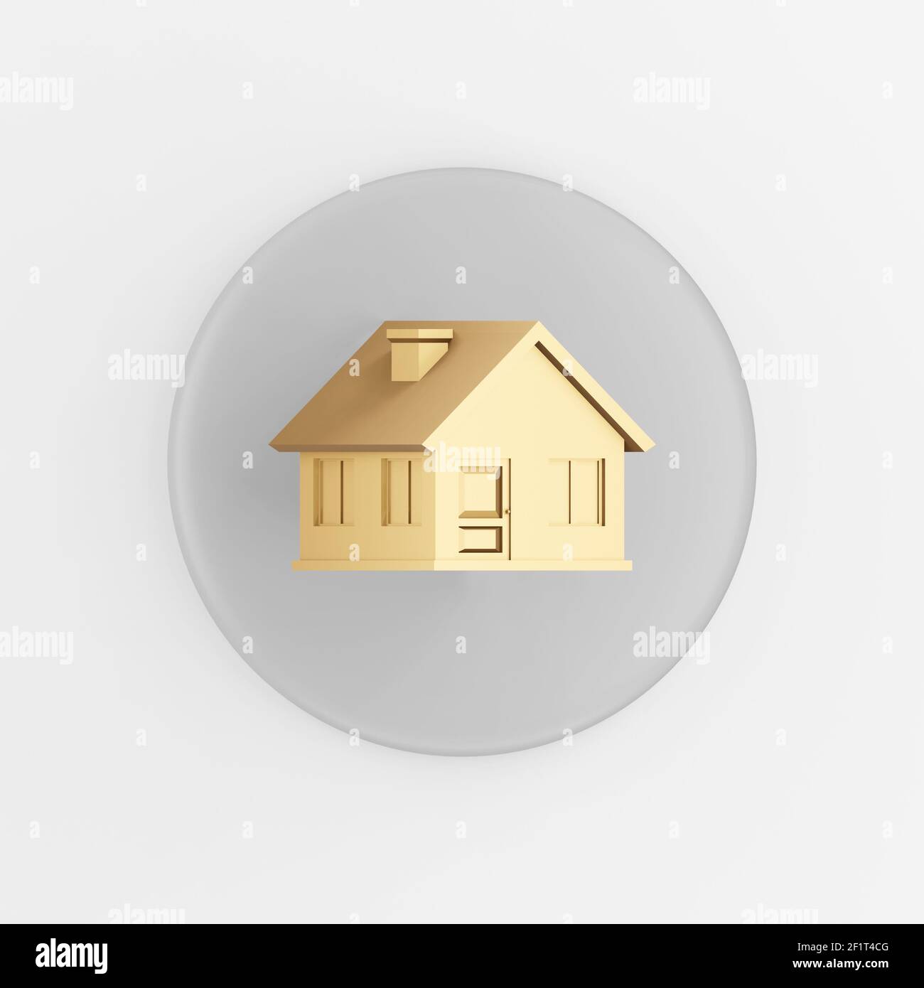 Golden house icon. 3d rendering gray round key button, interface ui ux element Stock Photo - Alamy