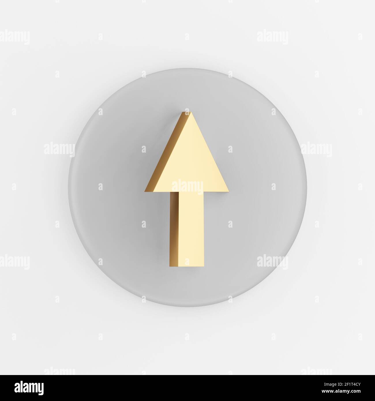Up arrow gold icon. 3d rendering gray round key button, interface ui ux element Stock Photo - Alamy
