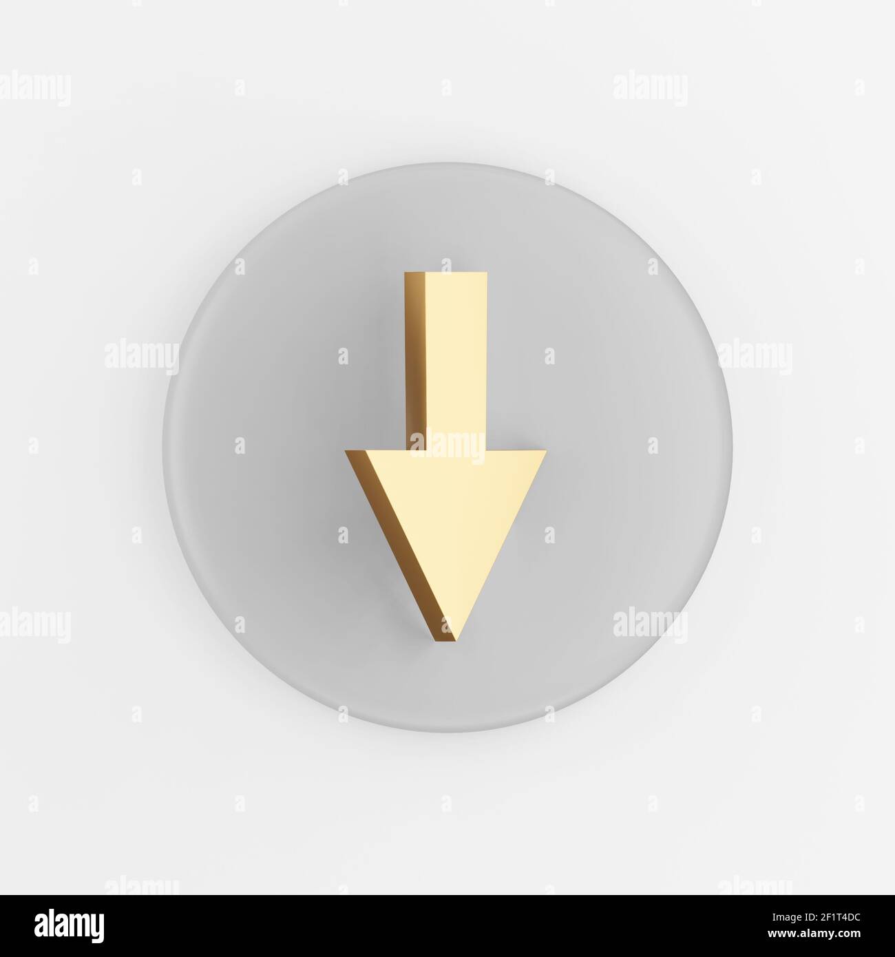 Down arrow gold icon. 3d rendering gray round key button, interface ui ux element Stock Photo ...