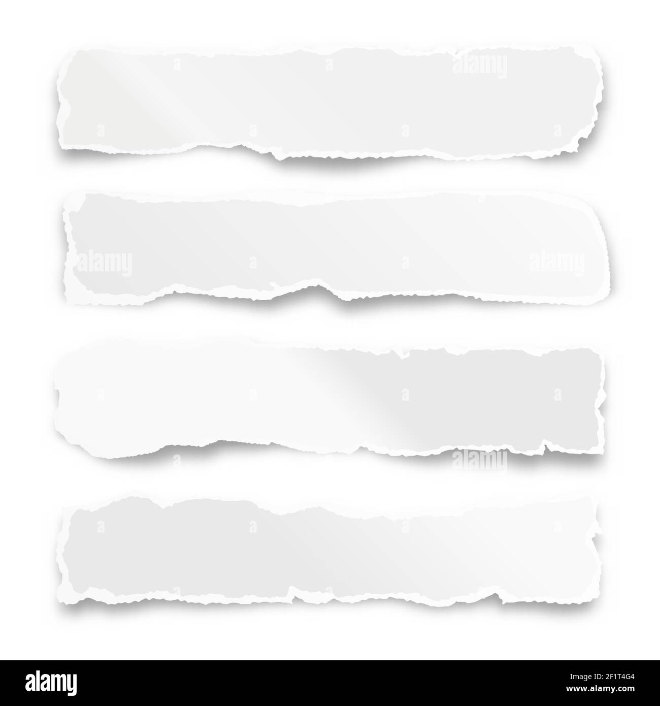 Ripped paper strips isolated on white background. Realistic crumpled ...