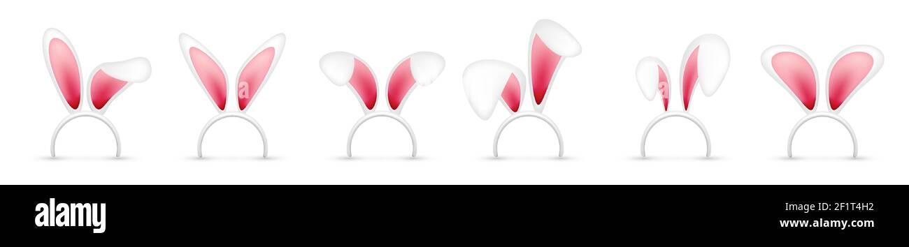 Easter bunny ears collection isolated on white background. Pink and ...
