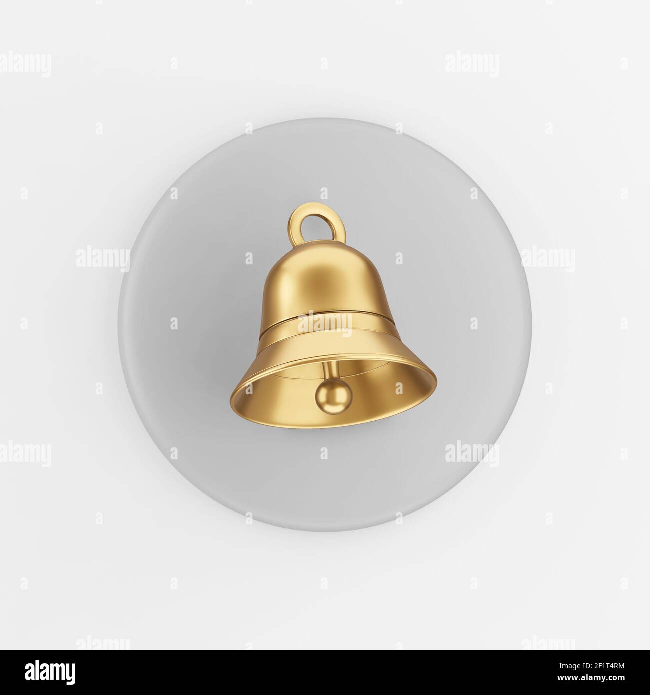 Golden bell icon. 3d rendering gray round key button, interface ui ux element Stock Photo - Alamy