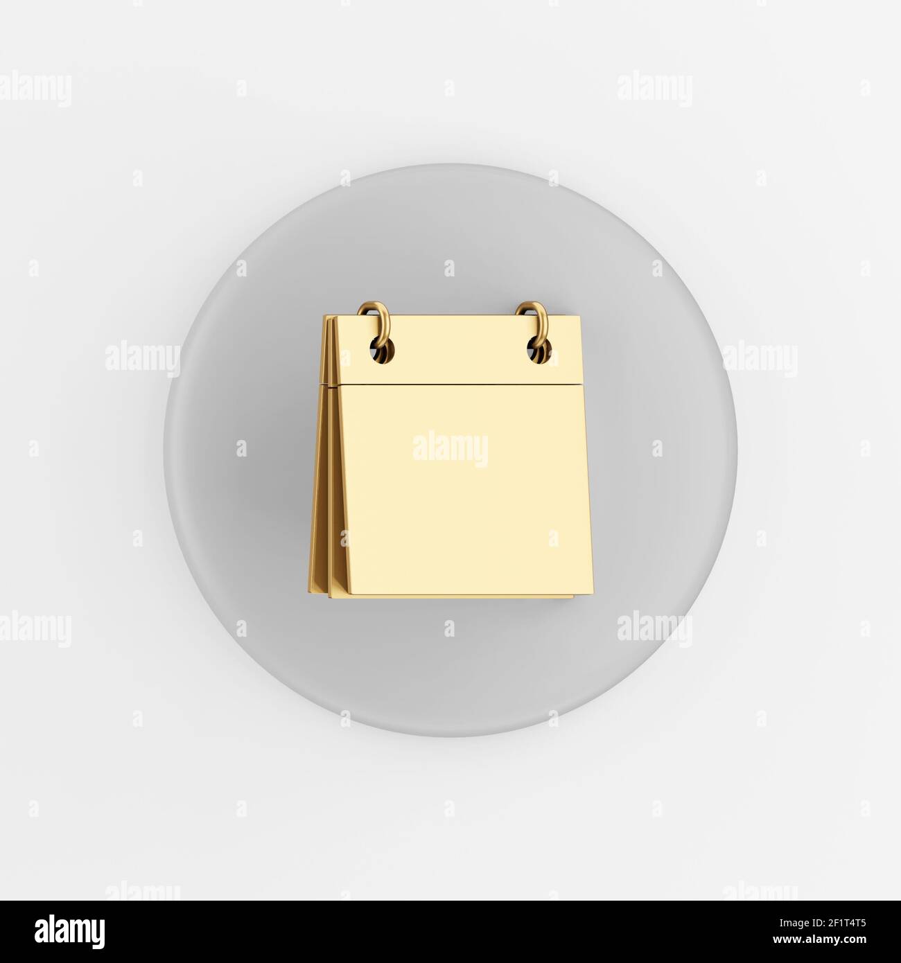 Golden calendar blank icon. 3d rendering gray round key button, interface ui ux element Stock ...