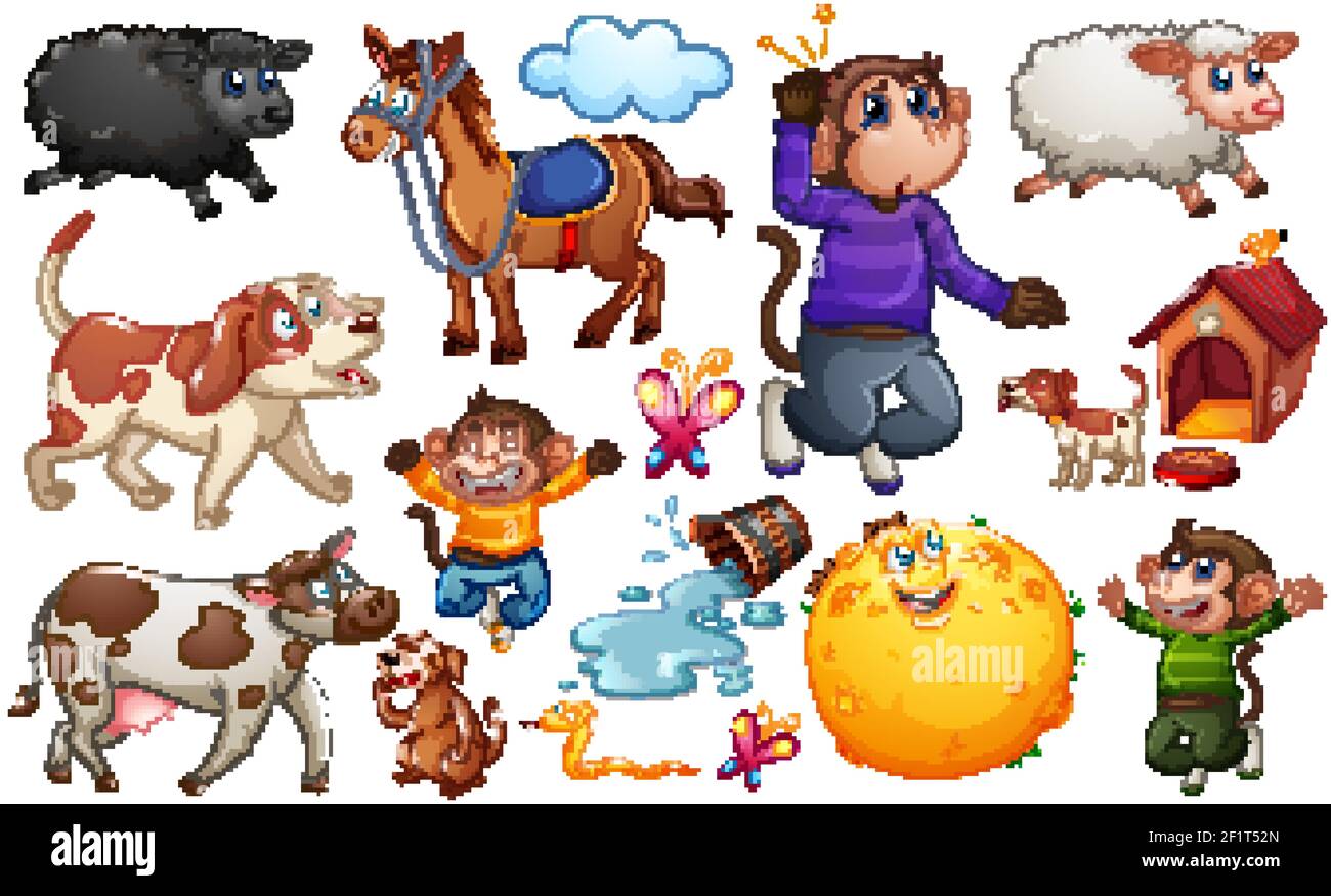 Set of different nursery rhyme character isolated on white background ...