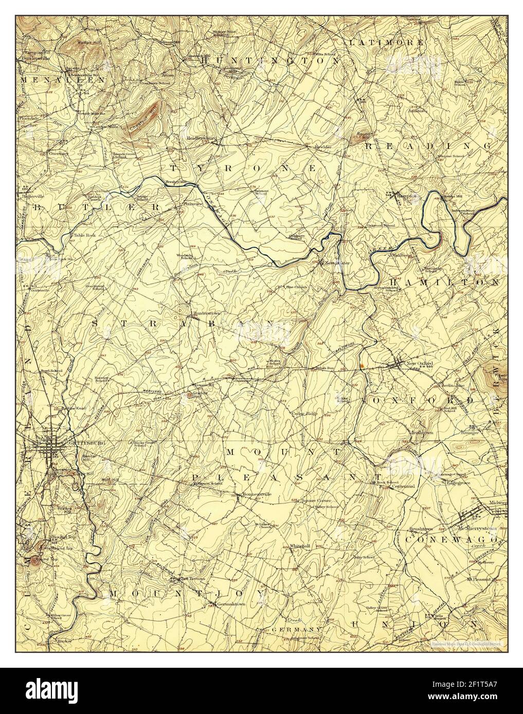 Old map of gettysburg hi-res stock photography and images - Alamy