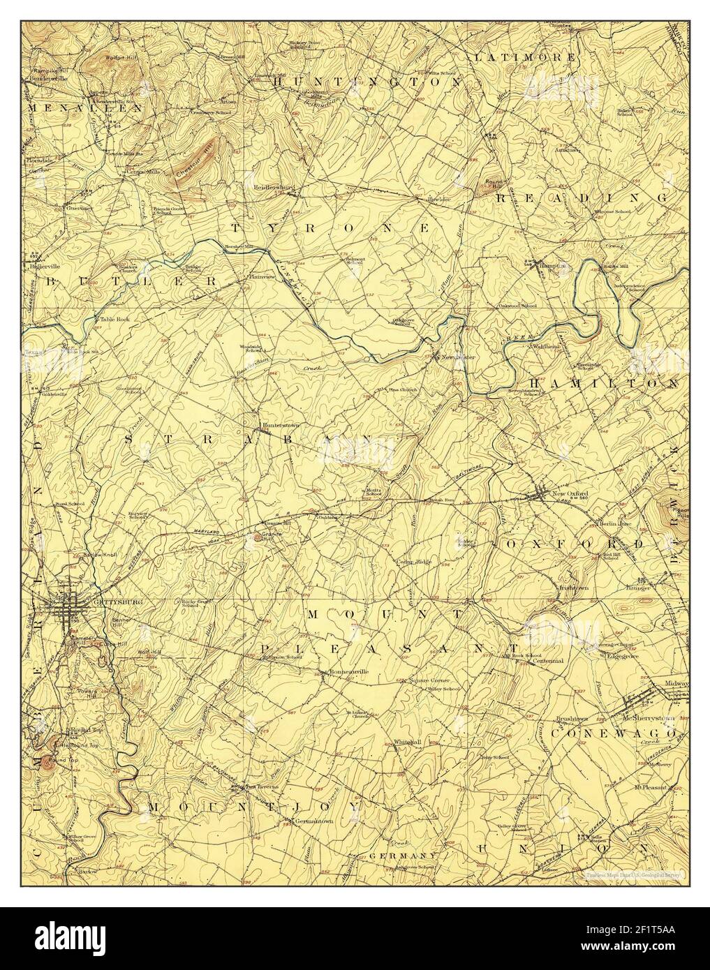 Gettysburg, Pennsylvania, map 1908, 1:62500, United States of America ...