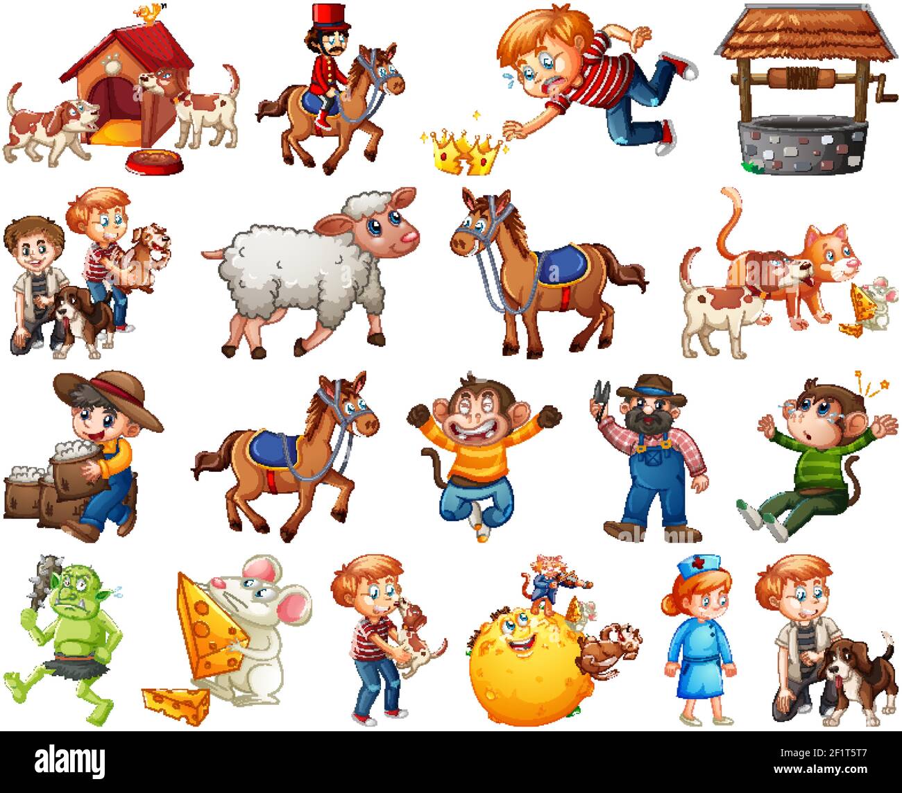 Set of different nursery rhyme character isolated on white background ...