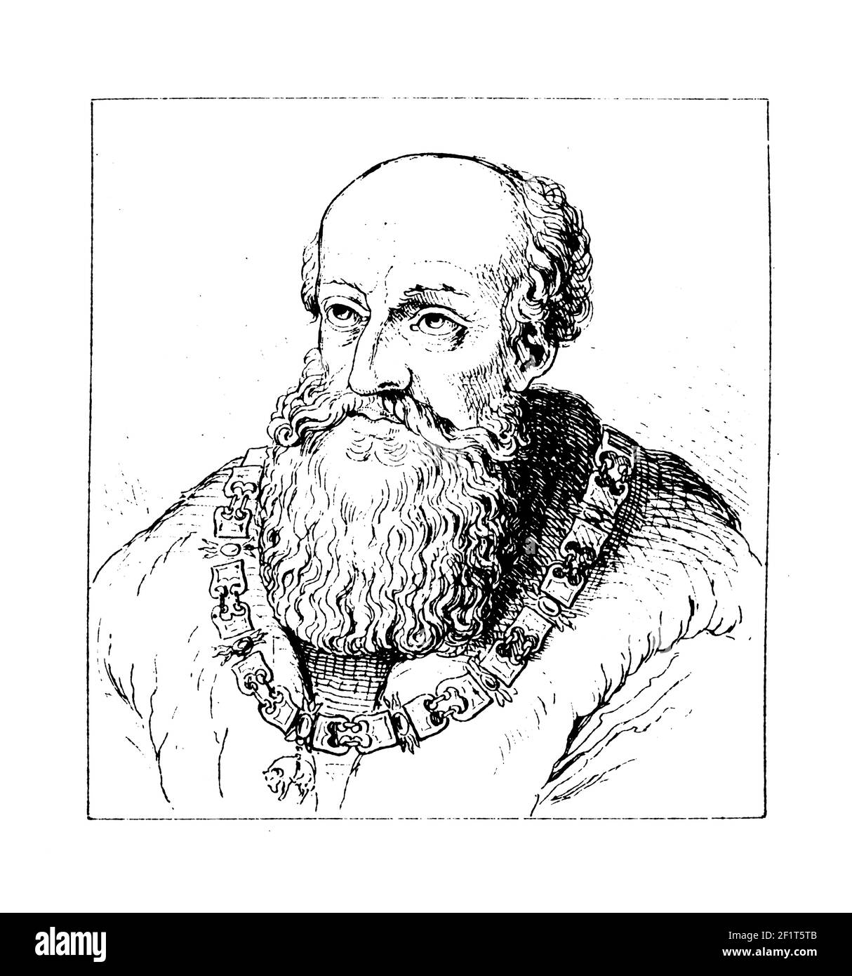 Antique 19th-century engraving of a portrait of George the Bearded ...