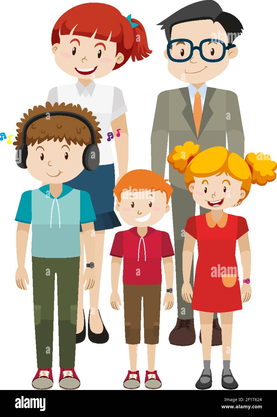 Member of family cartoon character on white background illustration ...