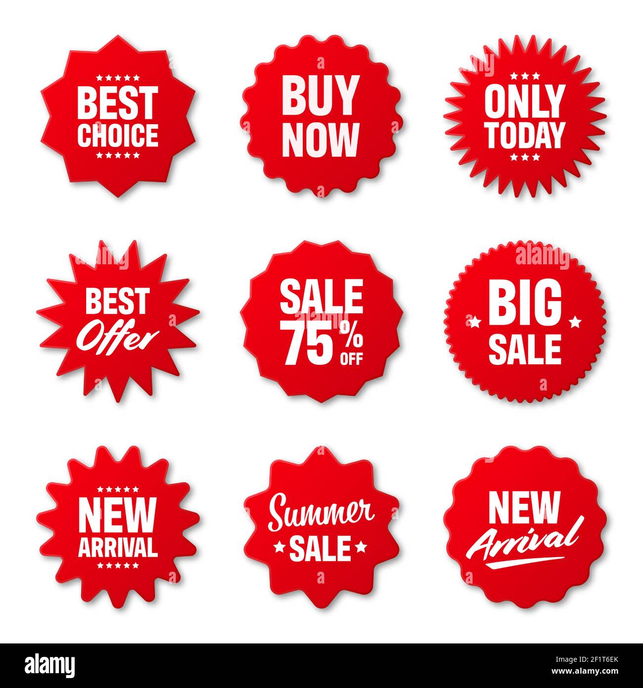 Realistic red price tags collection. Special offer or shopping discount ...