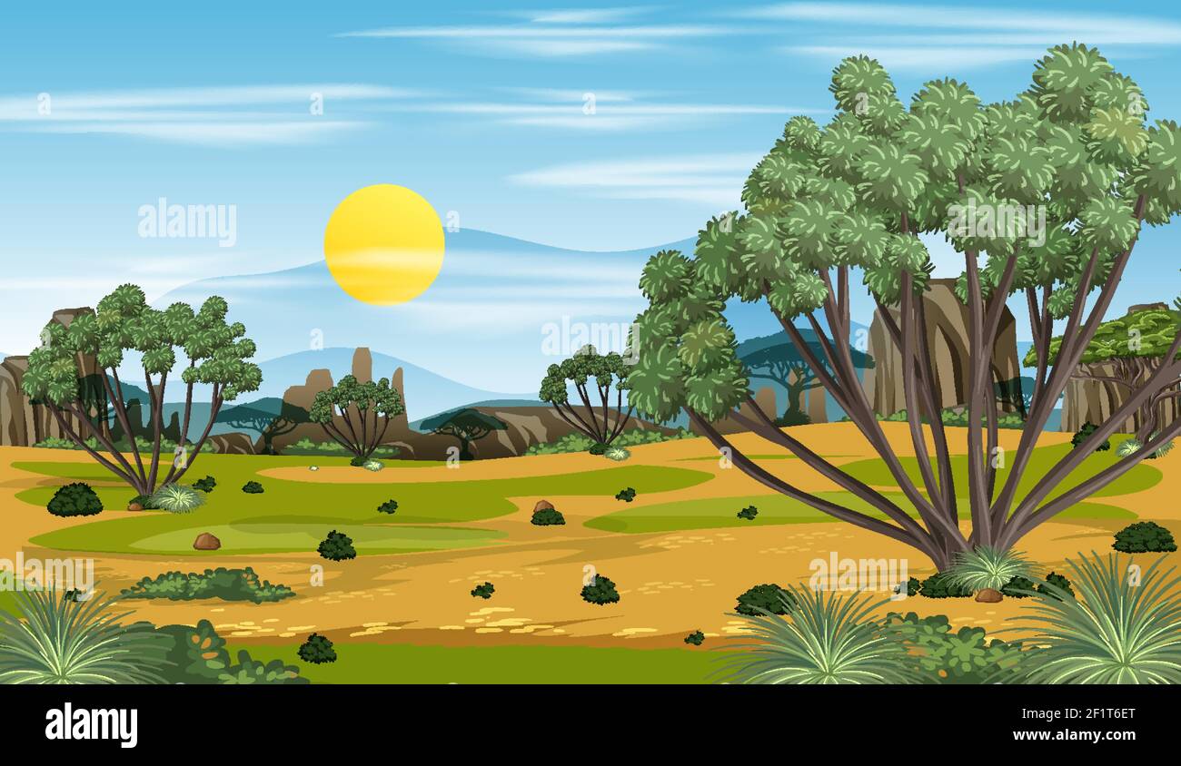 African forest landscape background illustration Stock Vector Image ...