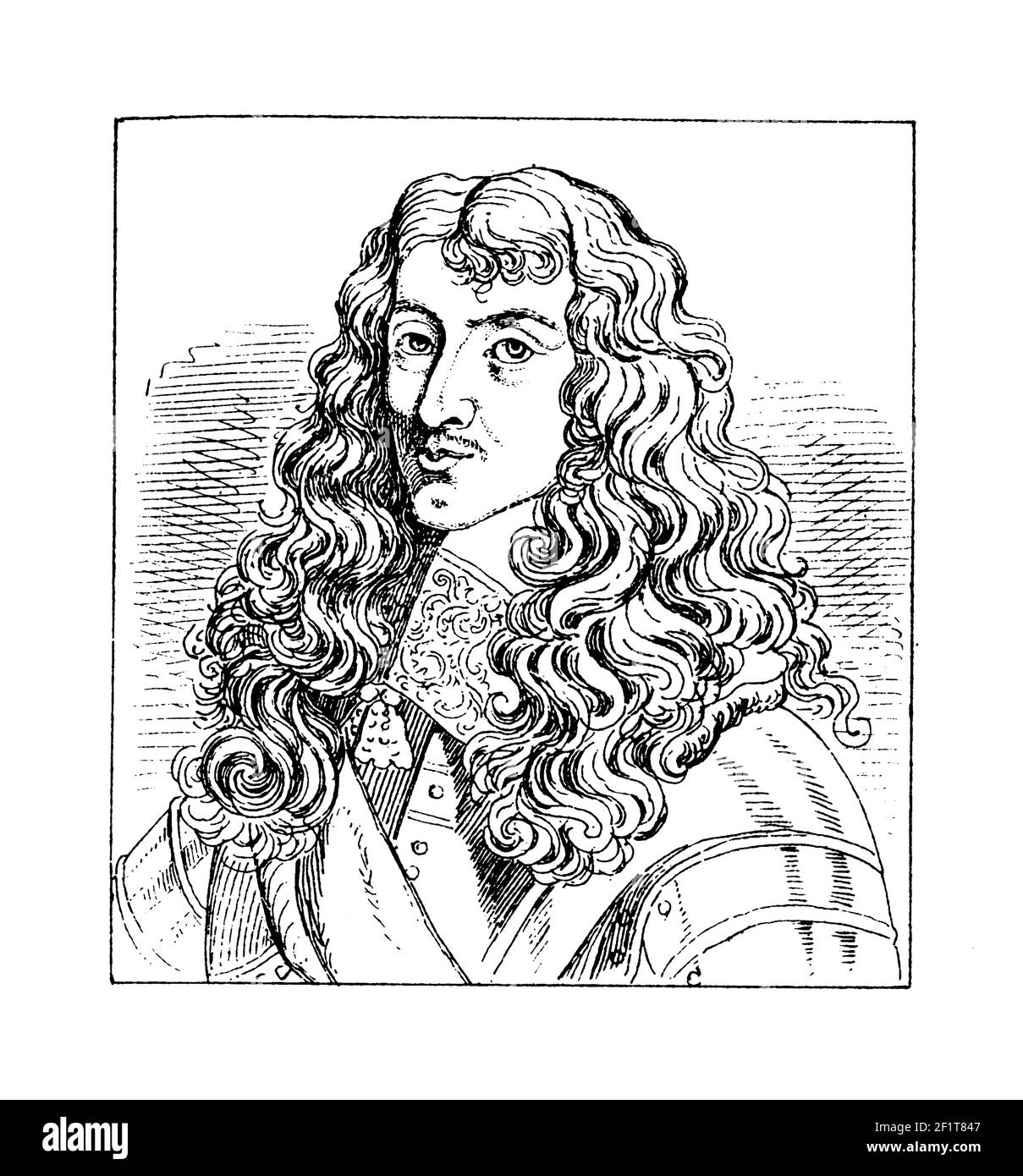 19th-century engraving of a portrait of James II, King of England and ...