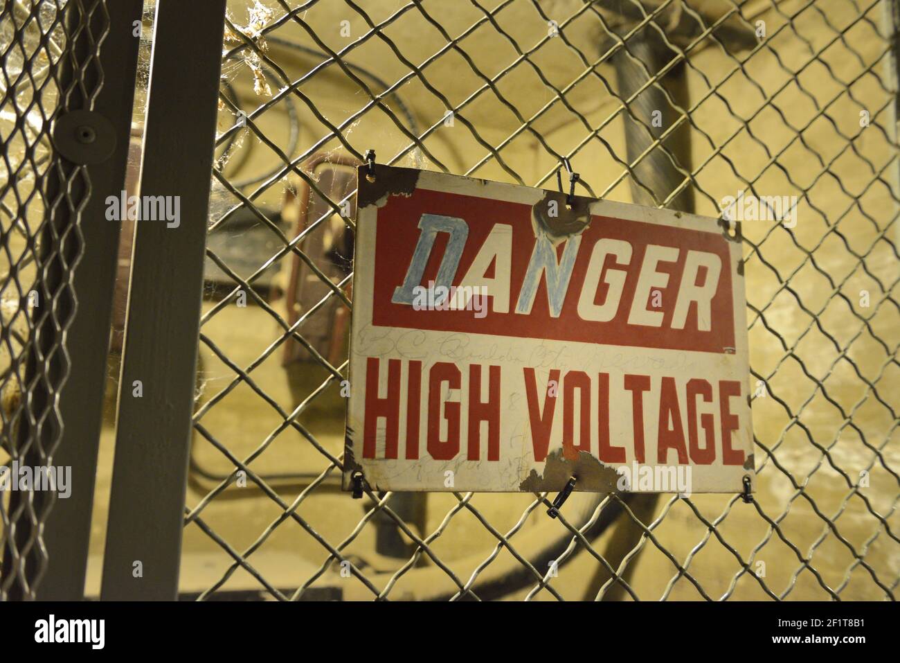 Danger High Voltage sign inside the Hoover Dam, Hoover Dam, Arizona ...