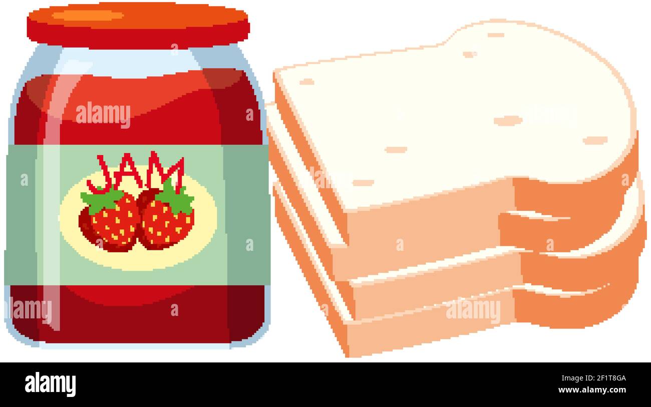 Strawberry jam with bread isolated illustration Stock Vector Image ...
