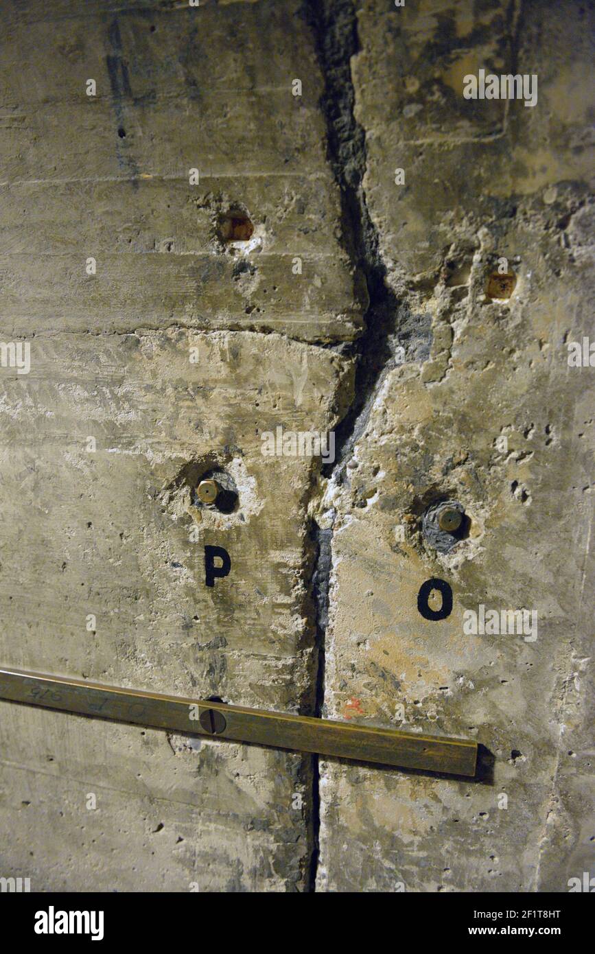 Method of measuring crack movement in the concrete at Hoover Dam ...