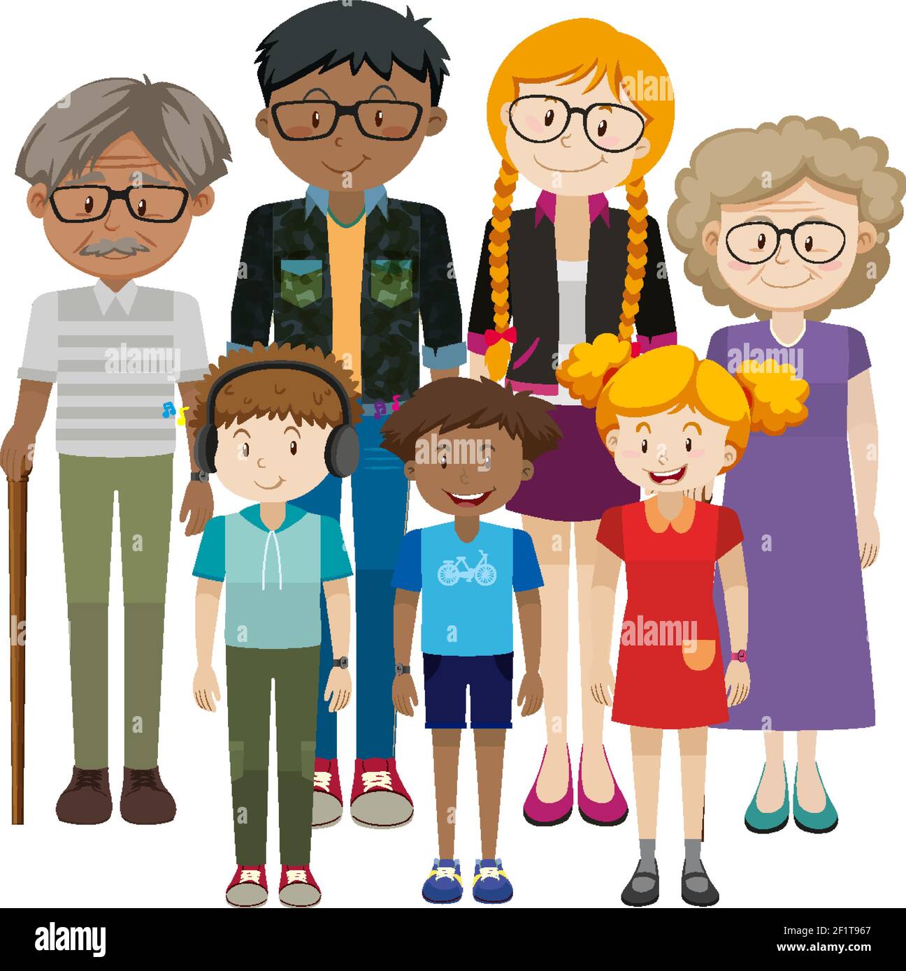 Member of family cartoon character on white background illustration ...