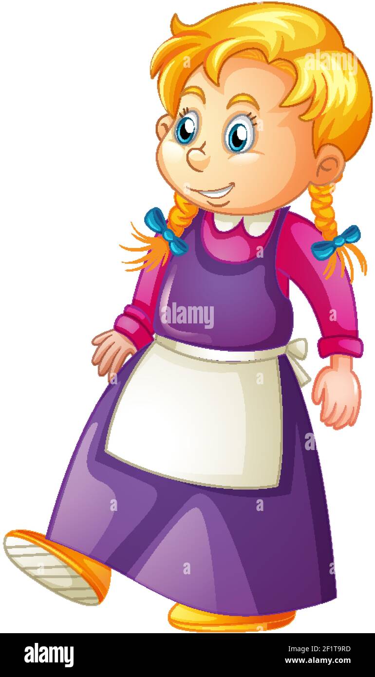 Maid cartoon character isolated on white background illustration Stock ...