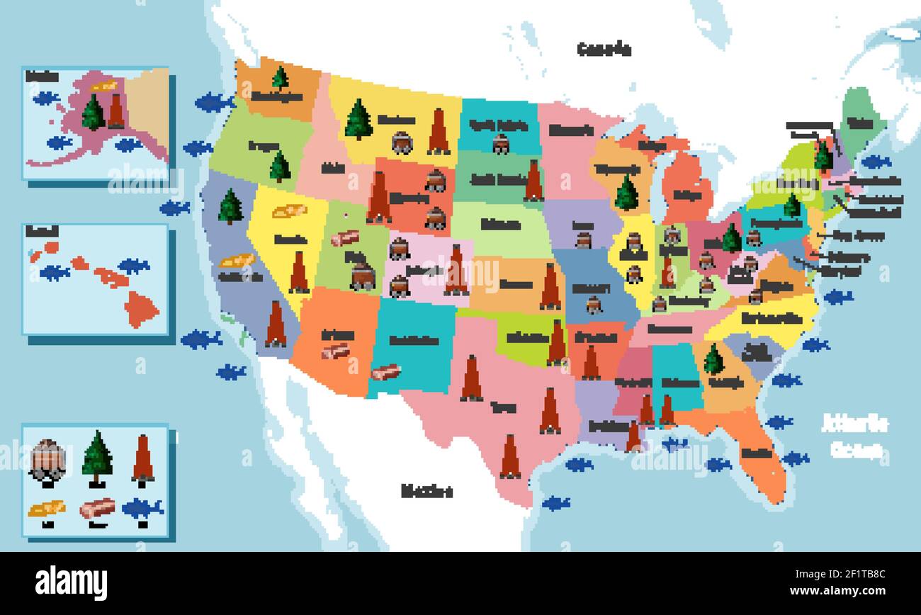 America Map With State Names