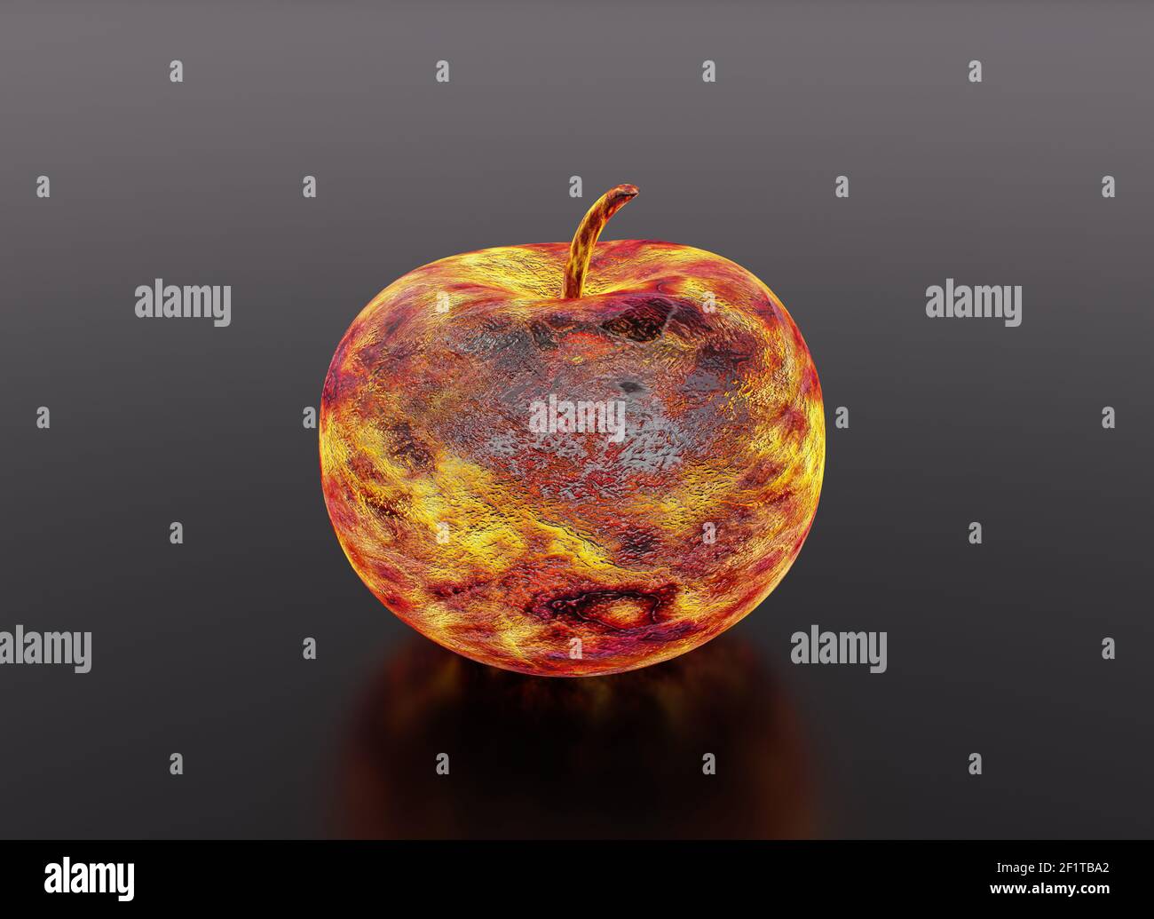 Hot metal apple, forged from iron, 3d render Stock Photo - Alamy
