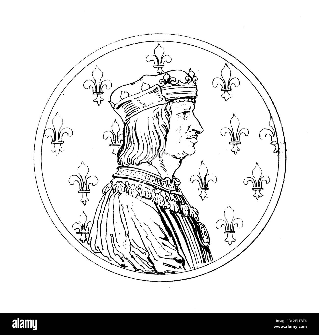 19th-century illustration of a portrait of Louis XII, King of France ...