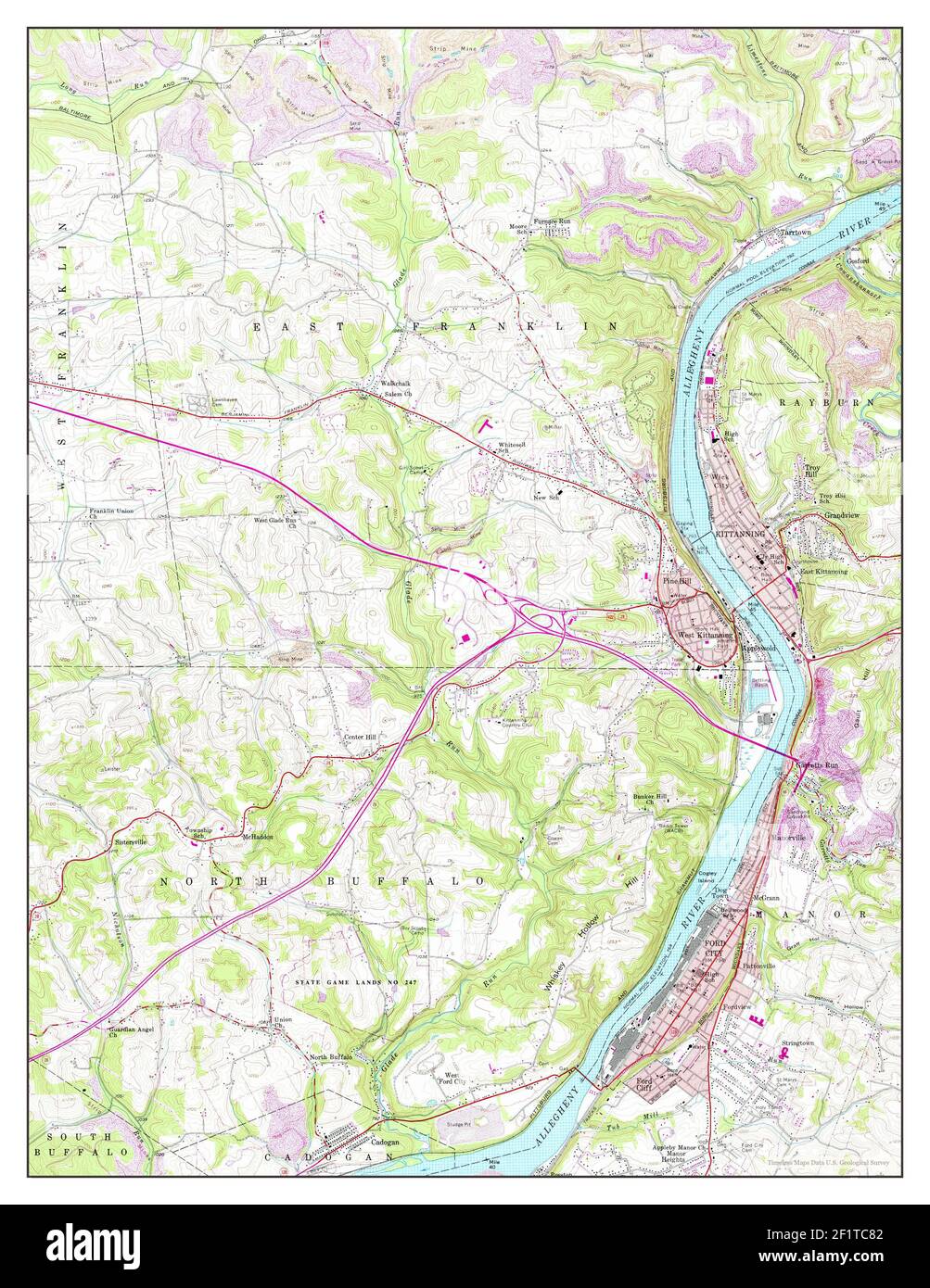 Kittanning, Pennsylvania, map 1958, 1:24000, United States of America ...