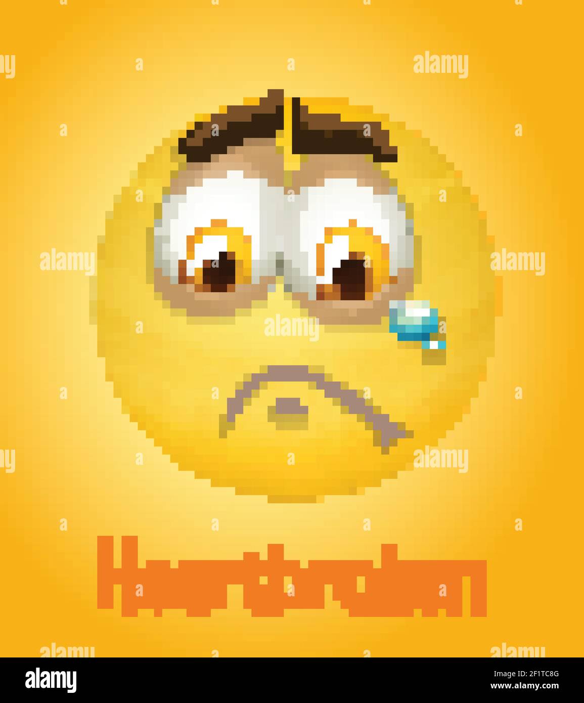 Heartbroken facial expression on yellow background illustration Stock ...