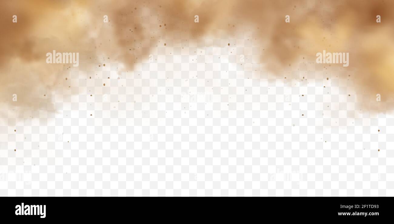 Realistic dust clouds. Sand storm. Polluted dirty brown air, smog ...