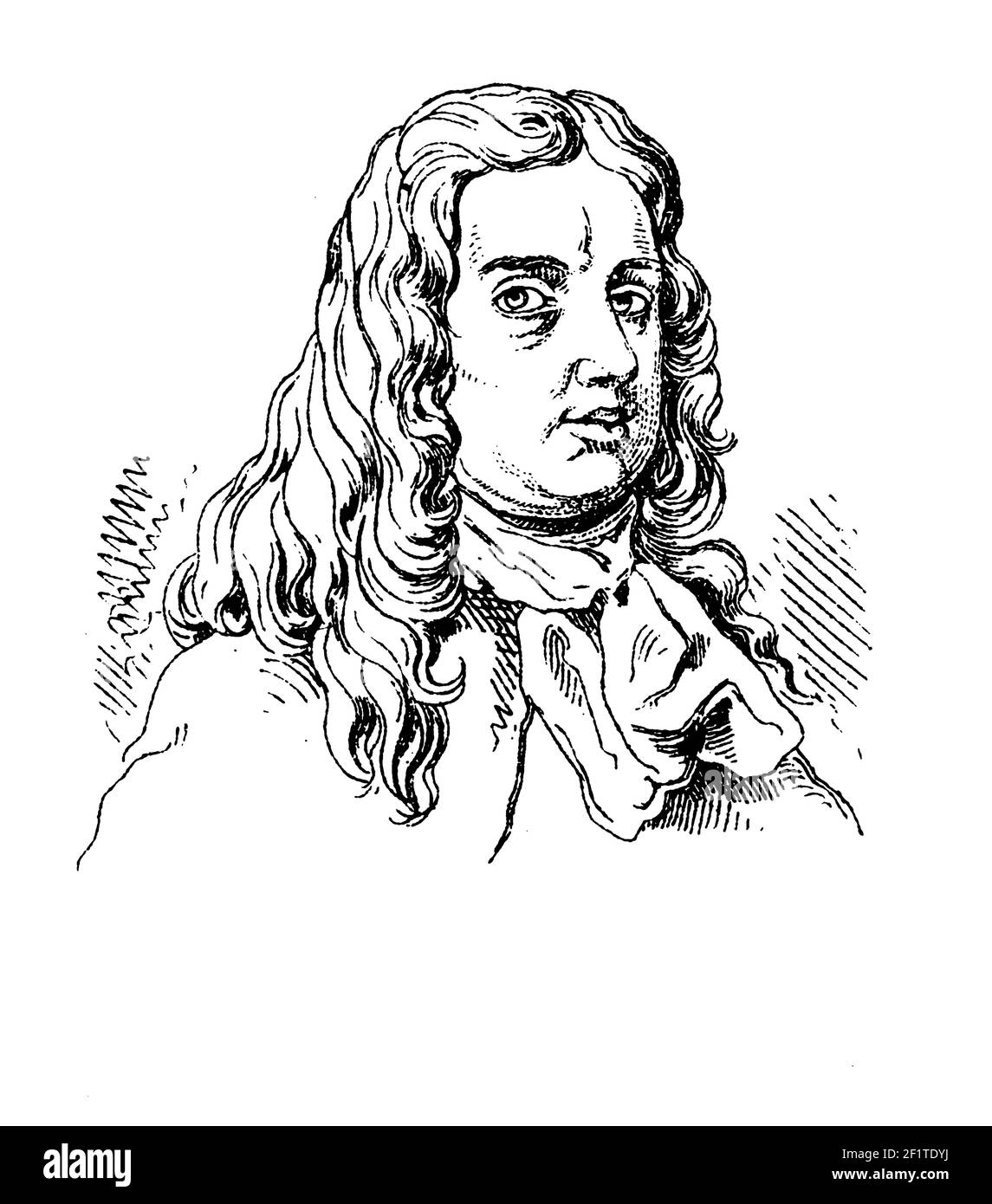 Antique 19th-century illustration of a portrait of Robert Blake ...