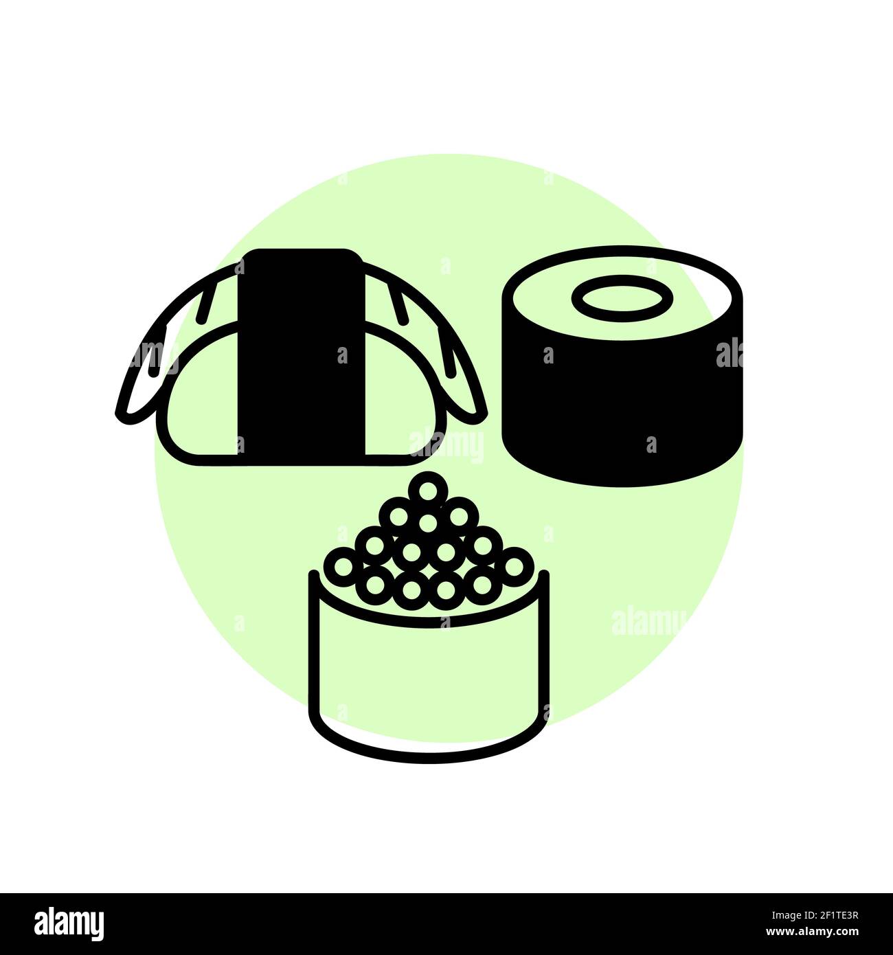 Suchi roll flat icon. Pictogram for web. Line stroke. Isolated on white ...