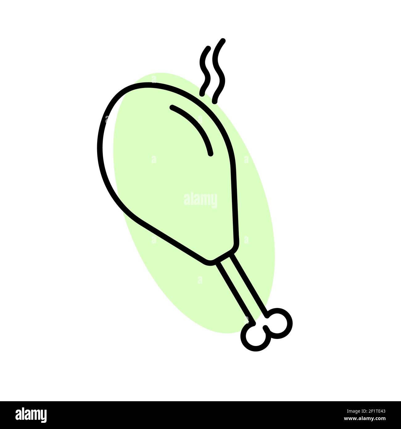 Chicken leg flat icon. Pictogram for web. Line stroke. Isolated on ...