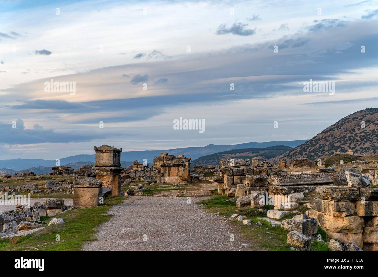 Ancient tombs at Hierapolis northern necropolis in Pamukkale, Turkey ...
