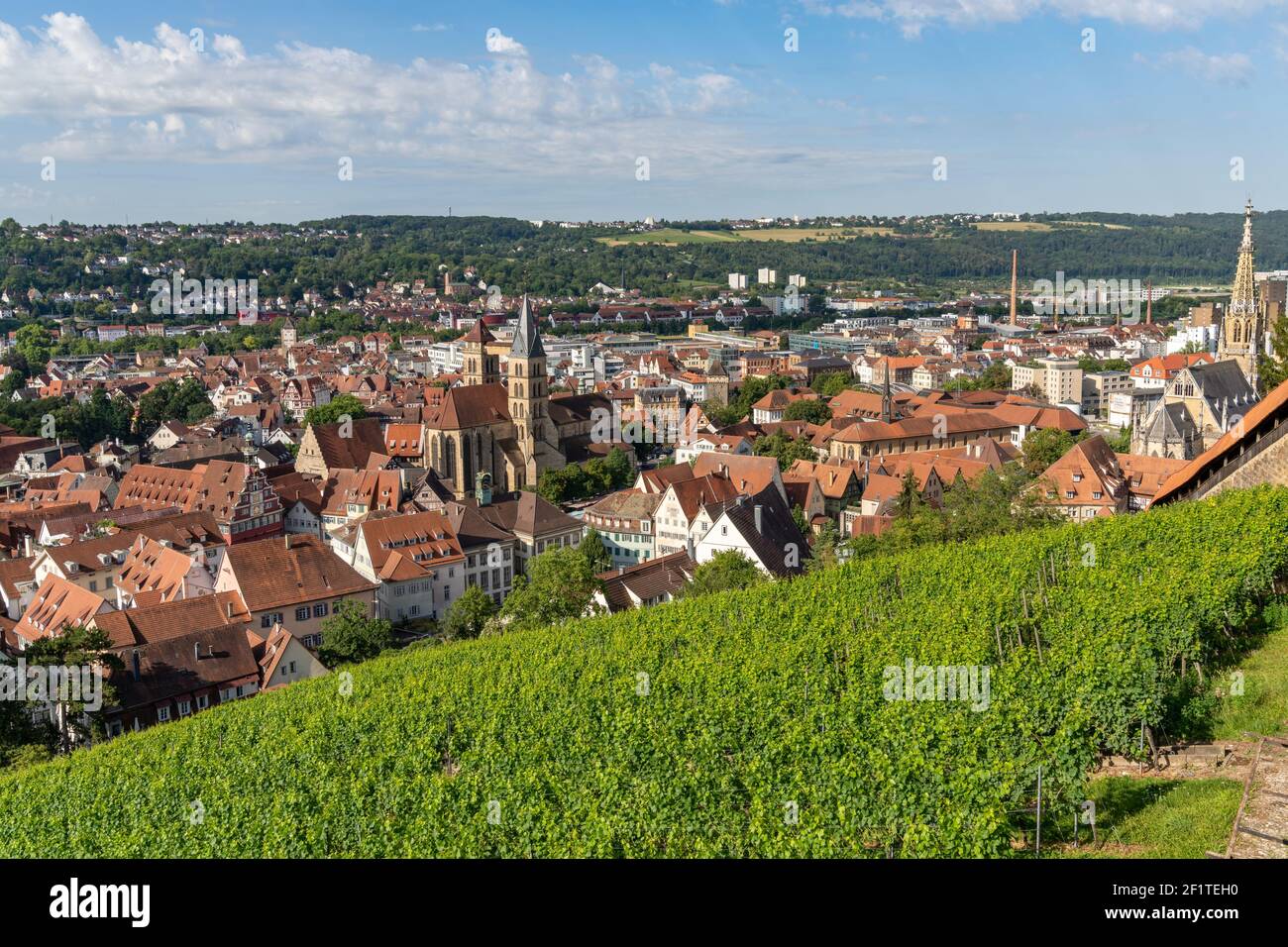 A view of the historic old city center of Esslingen on the Neckar Stock ...