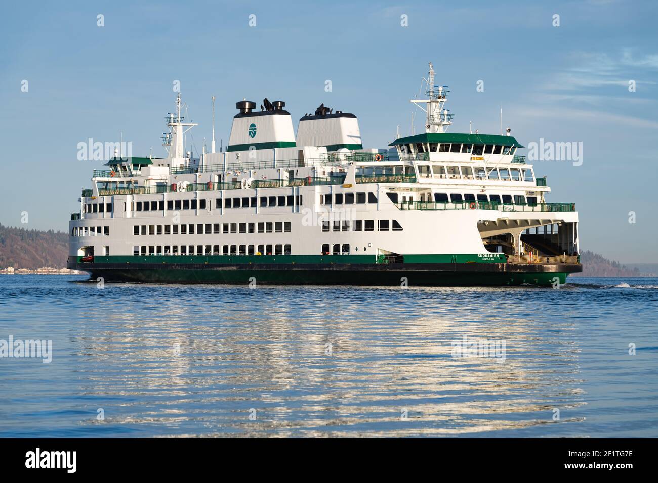Mukilteo, WA, USA - July 30, 2019; Washington State Ferry Suquamish ...