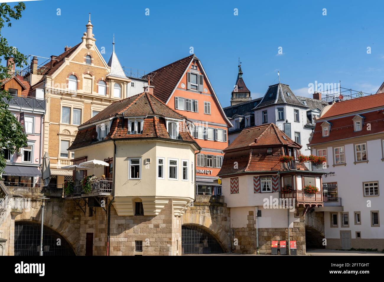 View of the historic old city center of Esslingen on the Neckar Stock ...