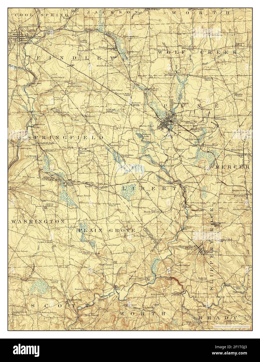 Mercer, Pennsylvania, map 1913, 1:62500, United States of America by ...