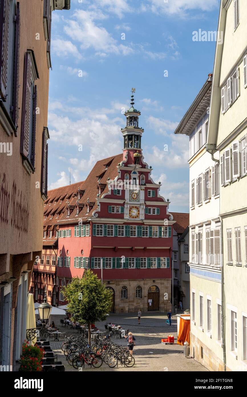 View of the historic old city center of Esslingen on the Neckar Stock ...