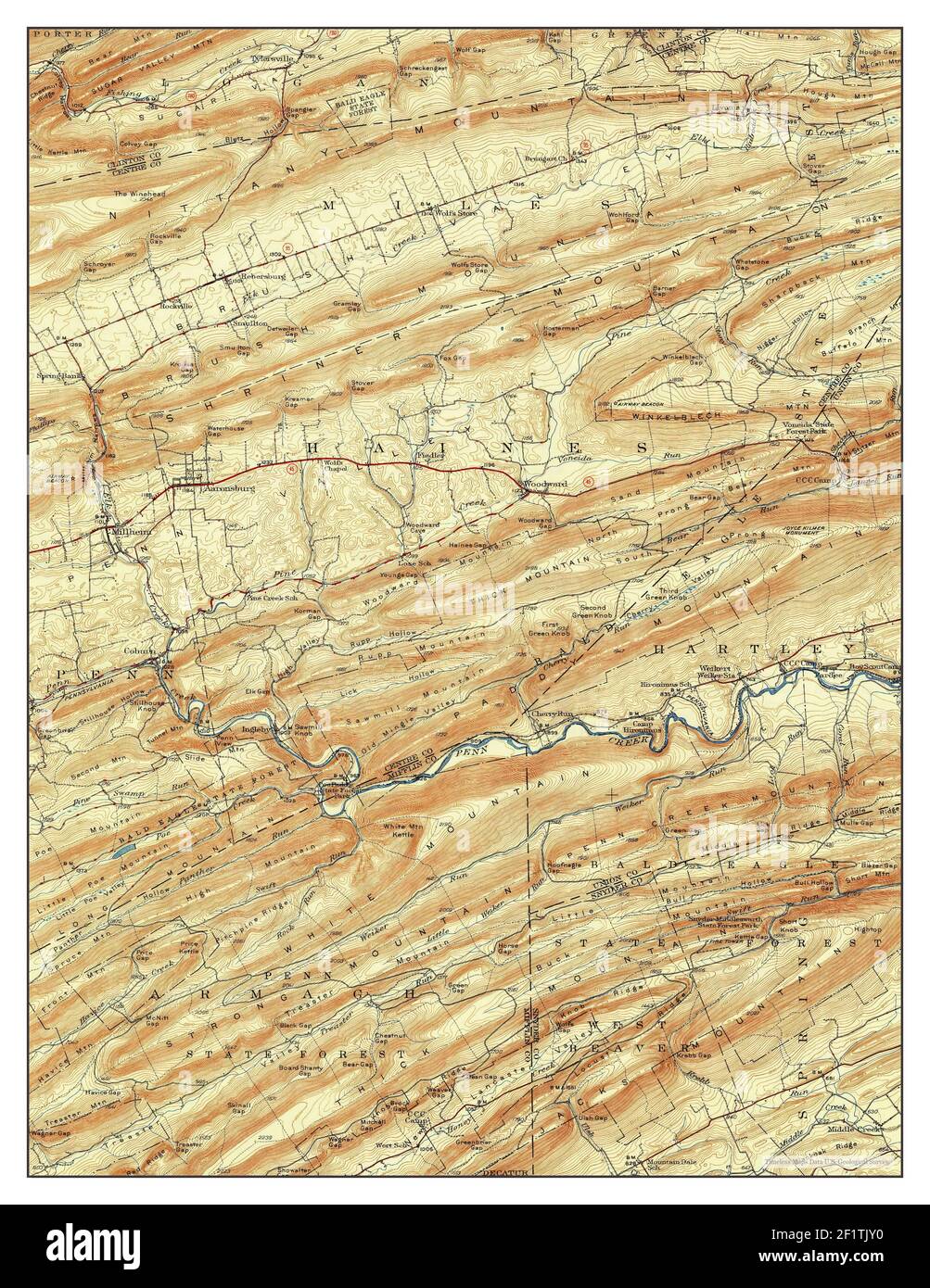 Millheim, Pennsylvania, map 1941, 1:62500, United States of America by ...