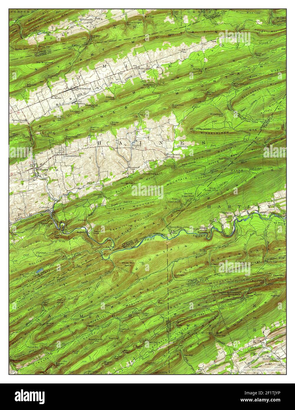 Millheim, Pennsylvania, map 1957, 1:62500, United States of America by ...