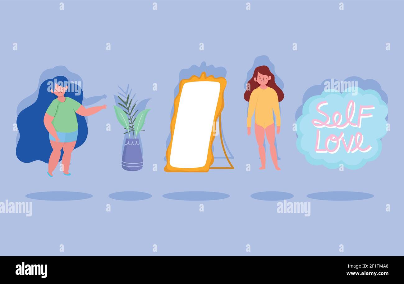 self love girls mirror motivation Stock Vector Image & Art - Alamy
