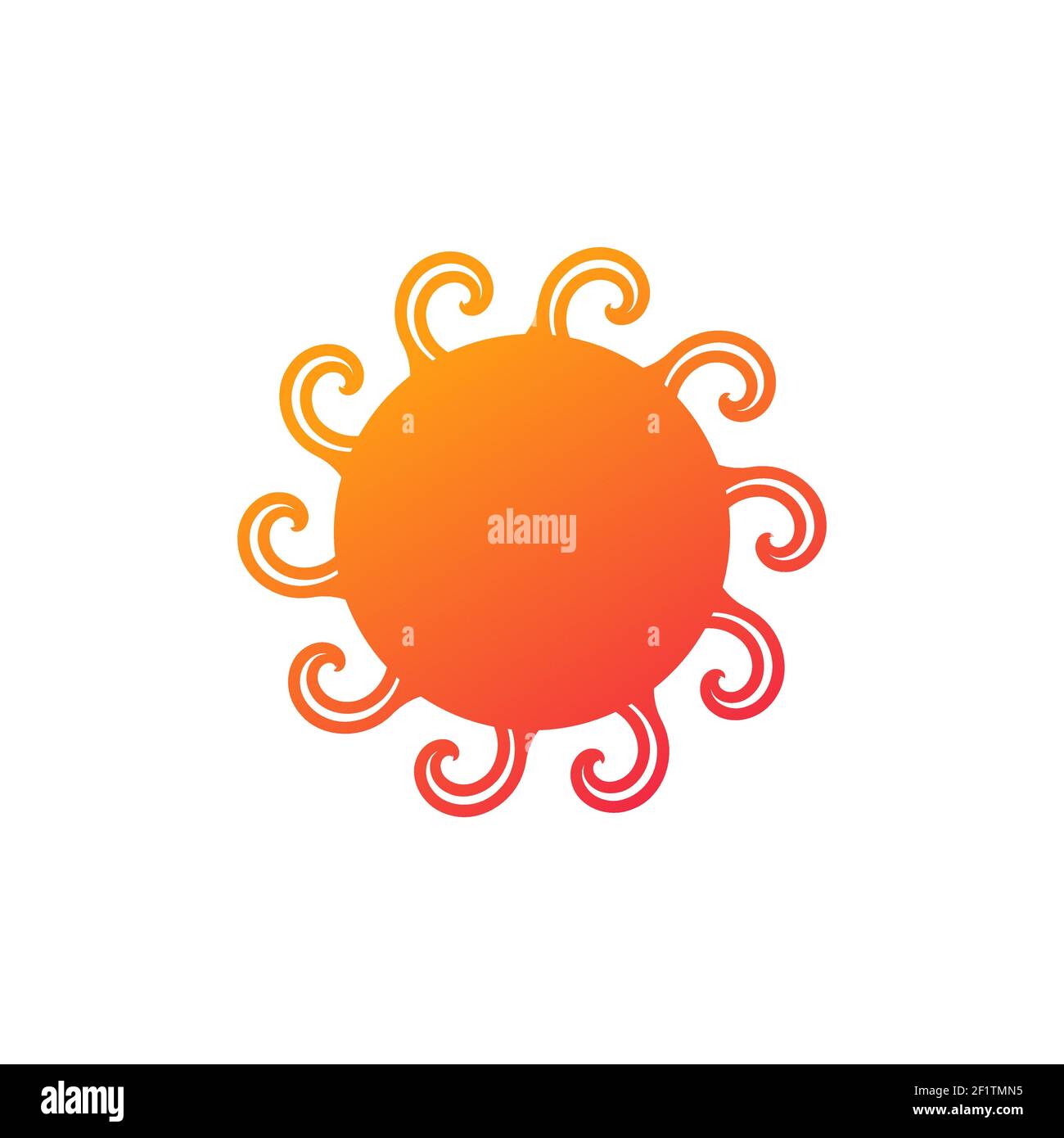 abstract stylized summer sun icon with curly rays. Vector logo template ...