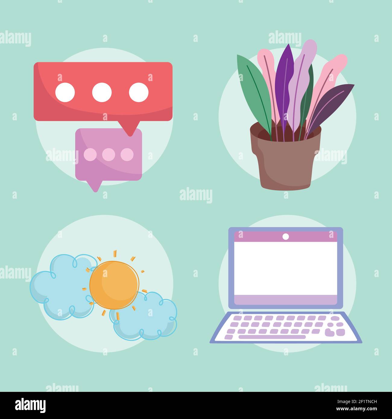 set laptop plant speech bubbles Stock Vector Image & Art - Alamy