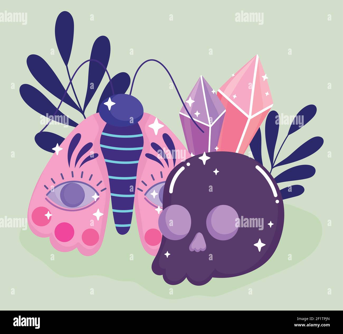 skull butterfly spell crystal cartoon Stock Vector Image & Art - Alamy