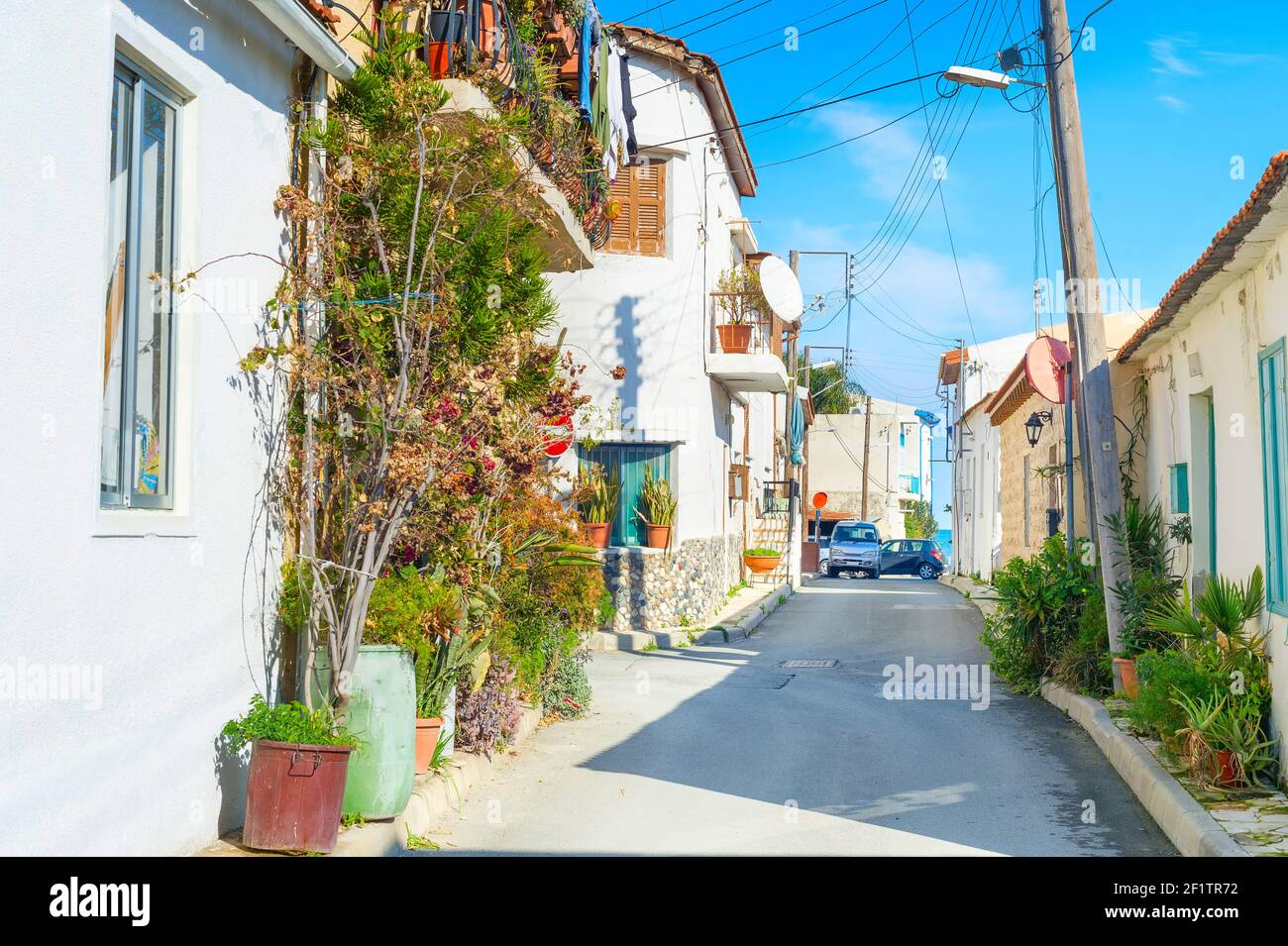 Empty street city Larnaca, Cyprus Stock Photo - Alamy