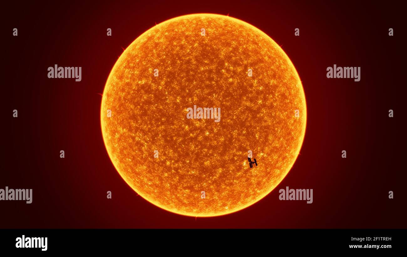 Sun with International Space Station Stock Photo - Alamy