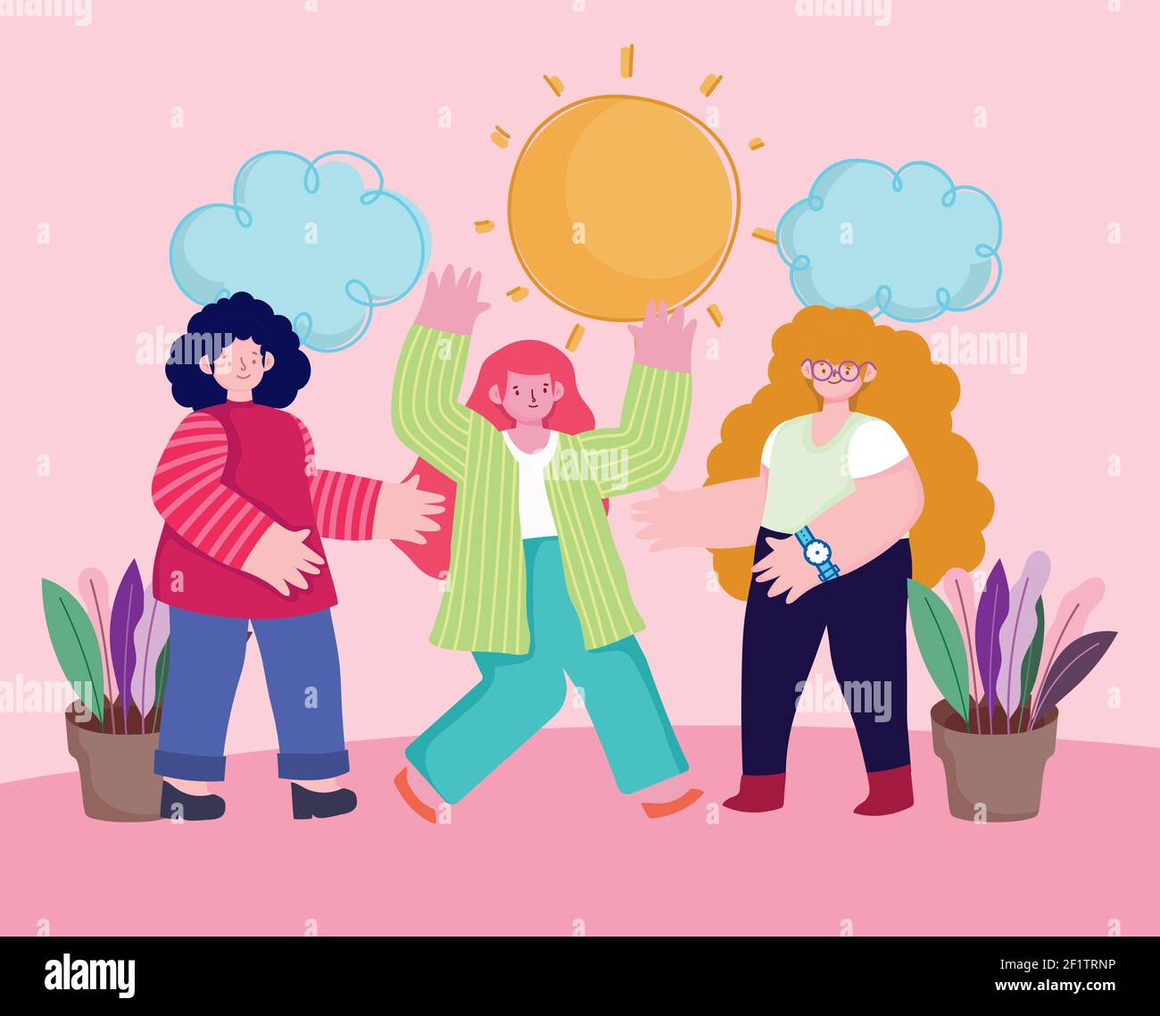 cartoon women together teamwork characters Stock Vector Image & Art - Alamy